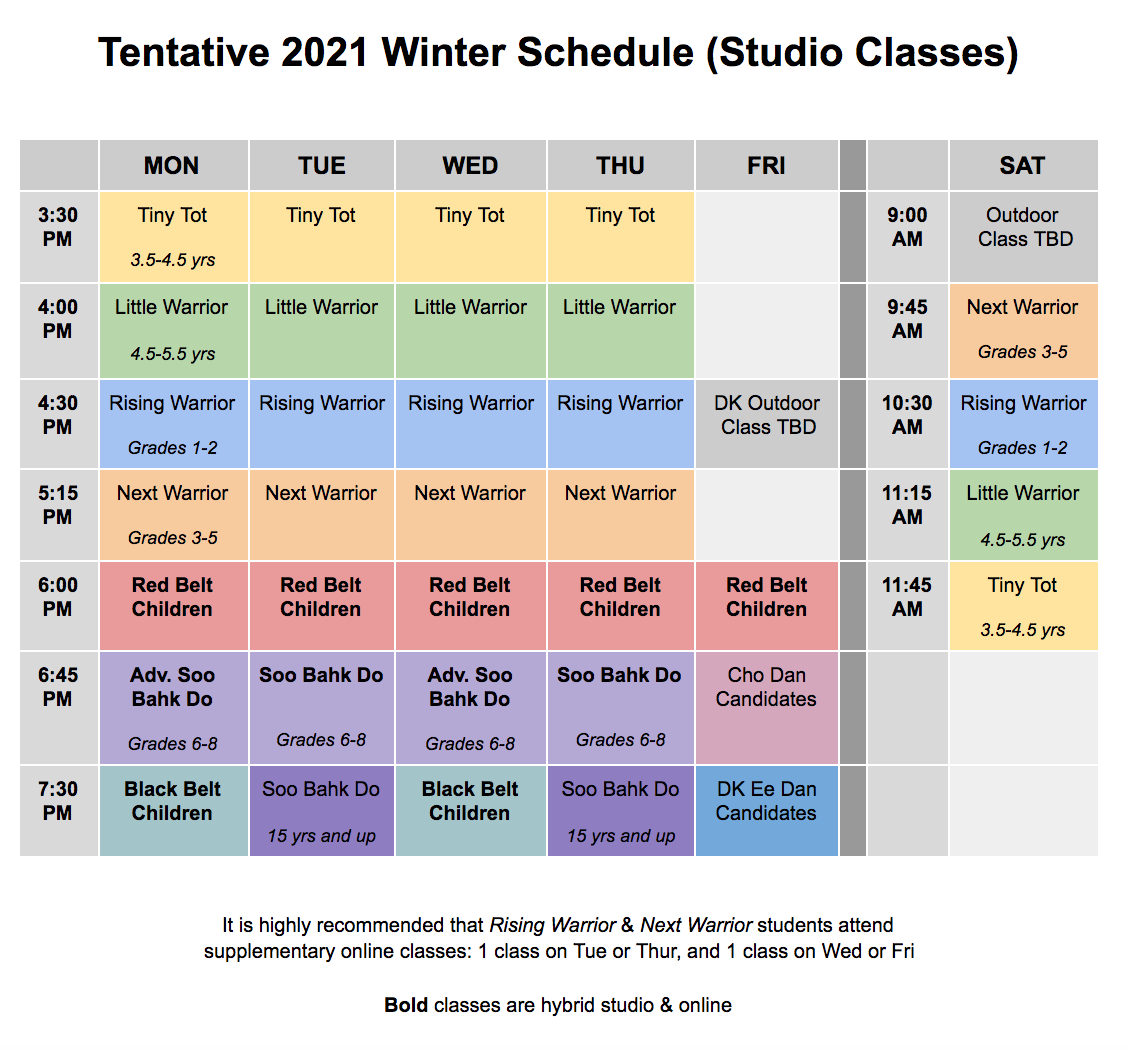 Schedule & Events - Kwon's Wellness